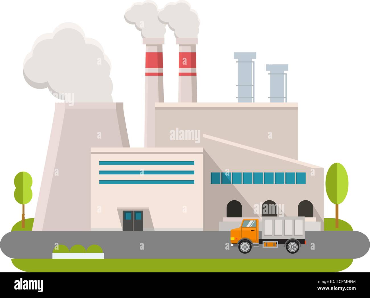 Industrial factory flat Line art vector an illustration.Plant or ...