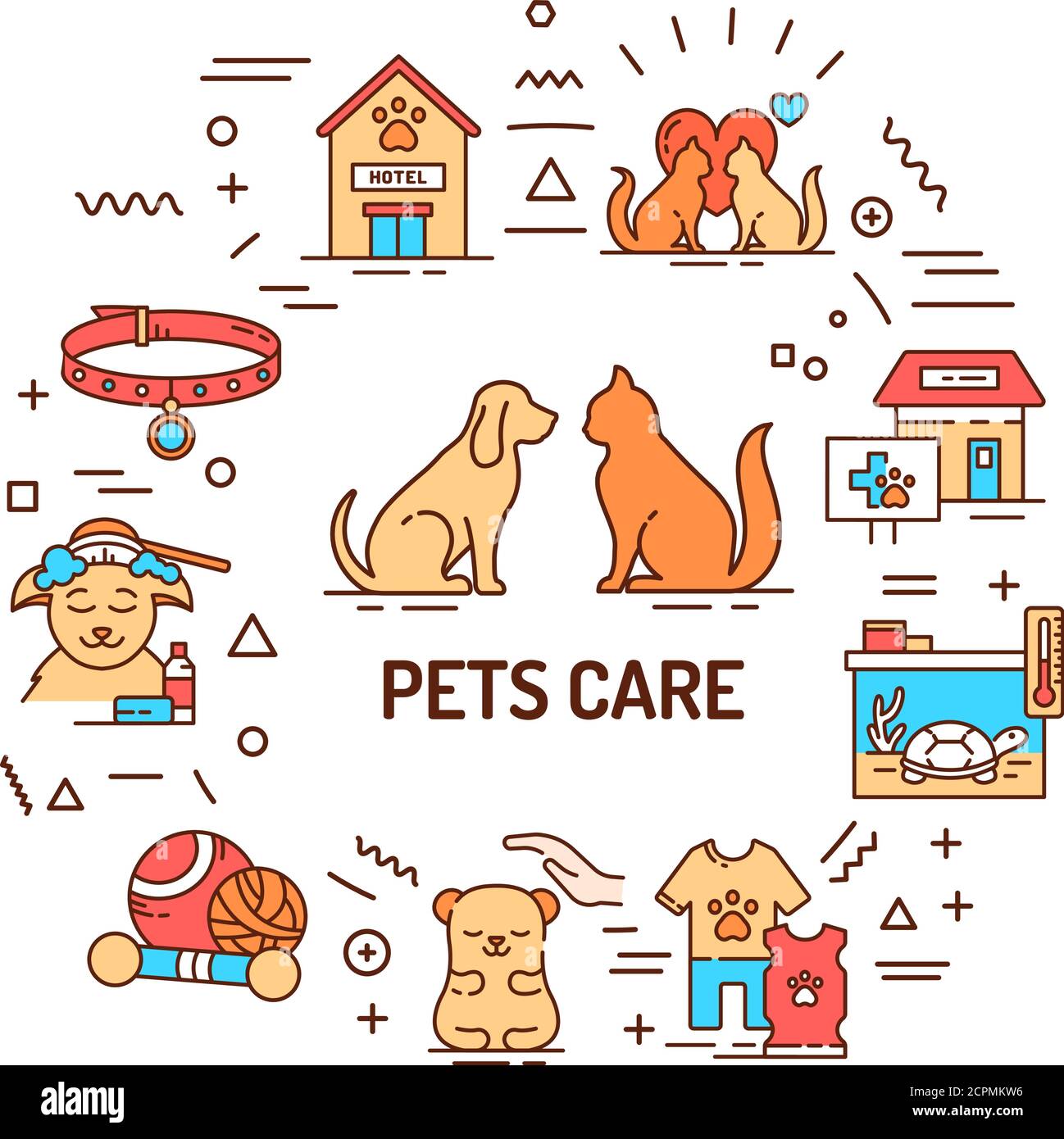 Pets care web banner. Services for domestic animals. Infographics with ...