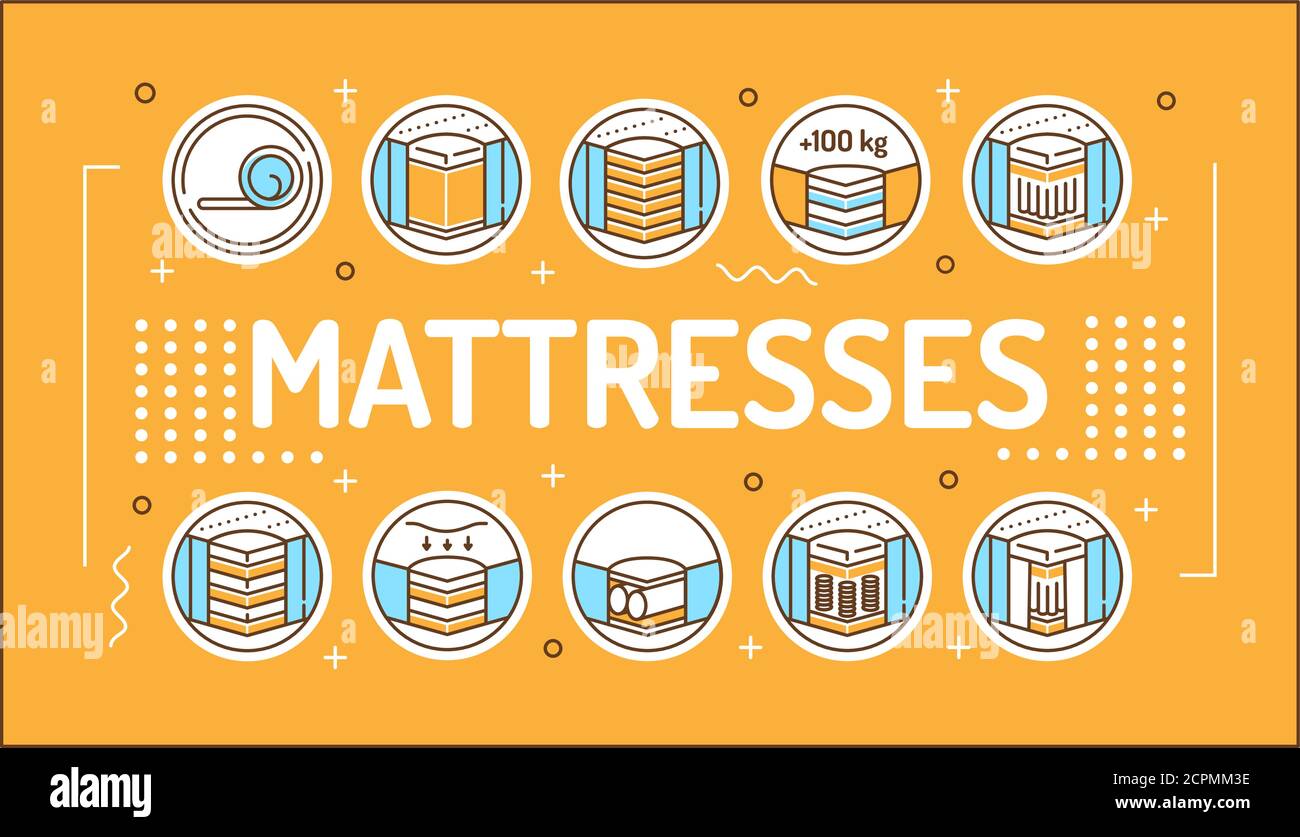 Different types of mattresses word lettering typography. Infographics ...