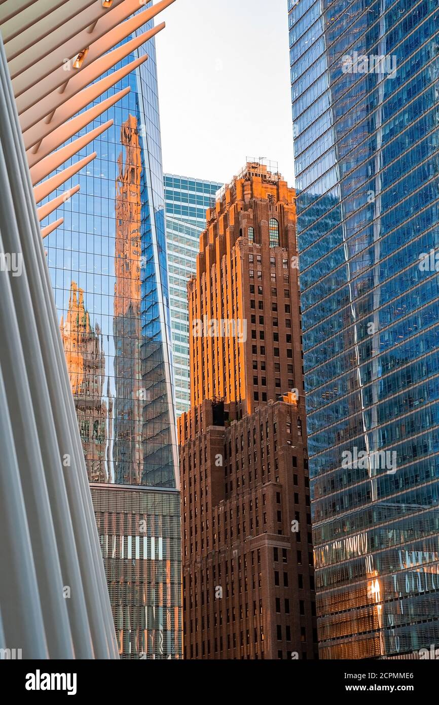 Vertical view of the Oculus architecture details in Lower Manhattan at ...