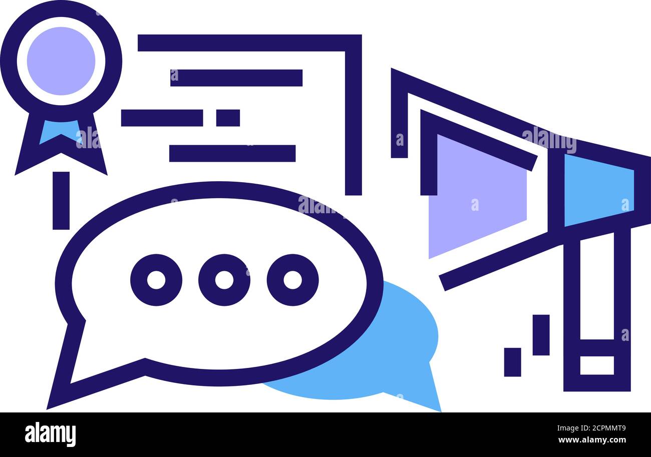 Oratory courses color line icon. Education public speaking. Pictogram ...