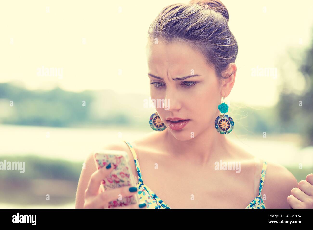 Closeup Portrait Upset Sad Skeptical Unhappy Serious Woman Talking