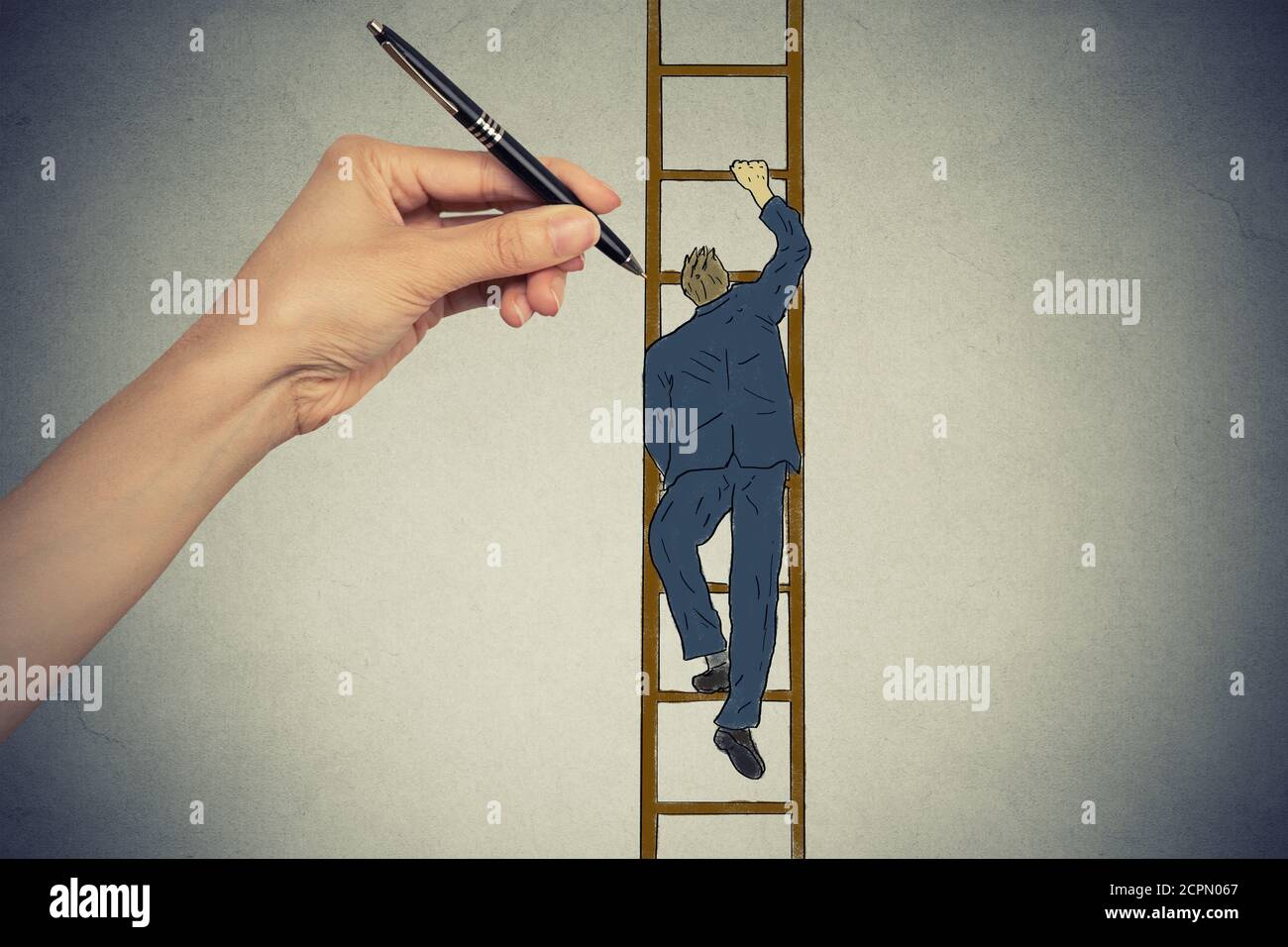 Man climbing up the ladder hi-res stock photography and images - Alamy