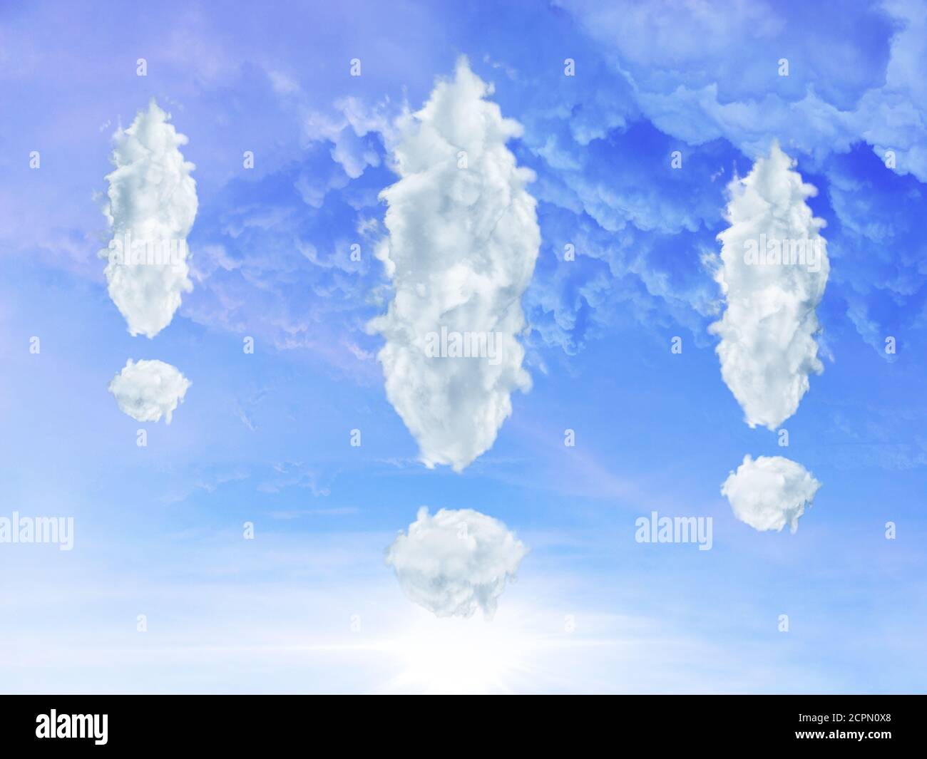 Clouds shaped as exclamation sign on blue sky background Stock Photo ...
