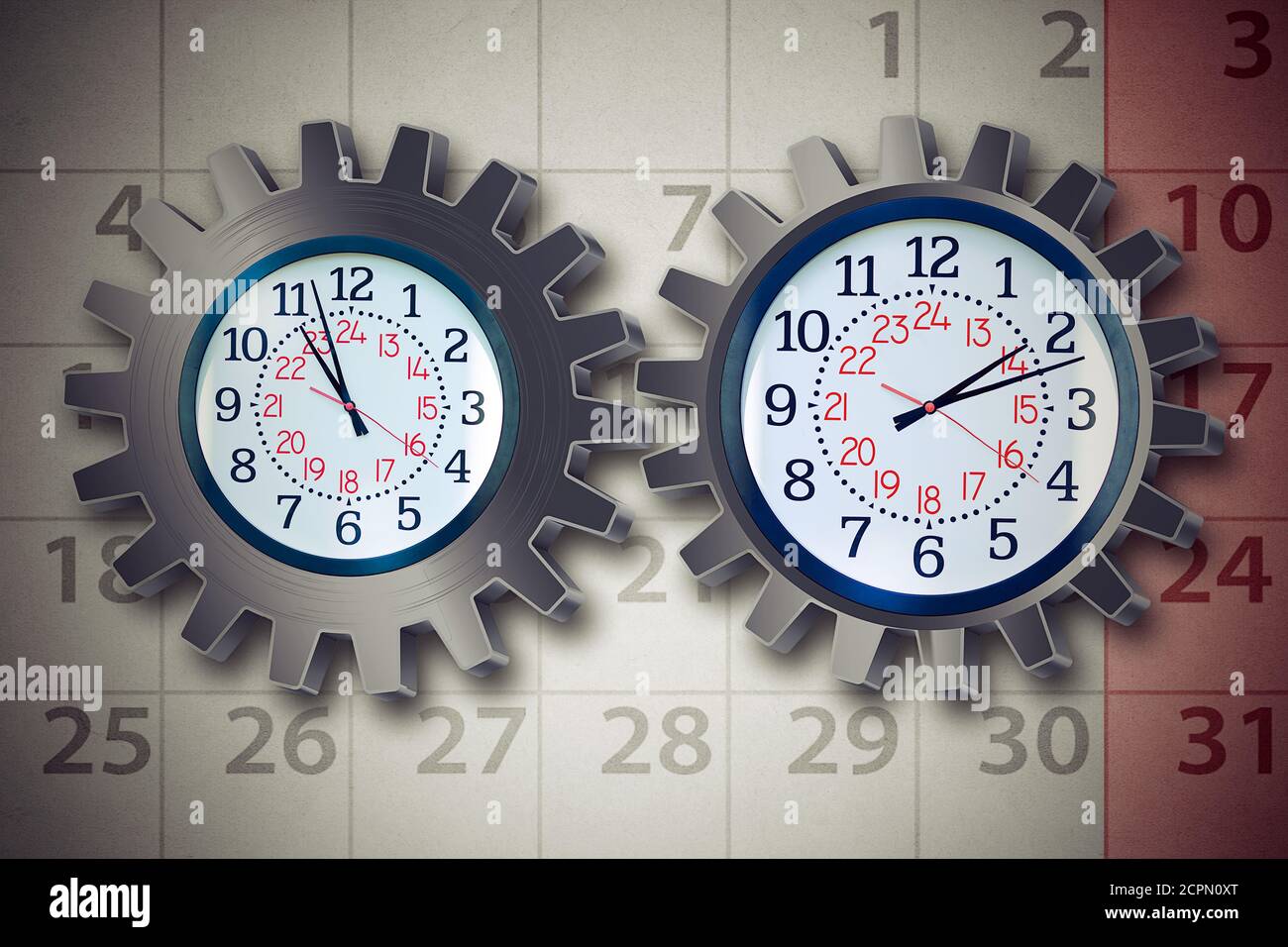 Work schedule business organization planning concept with a clock ...