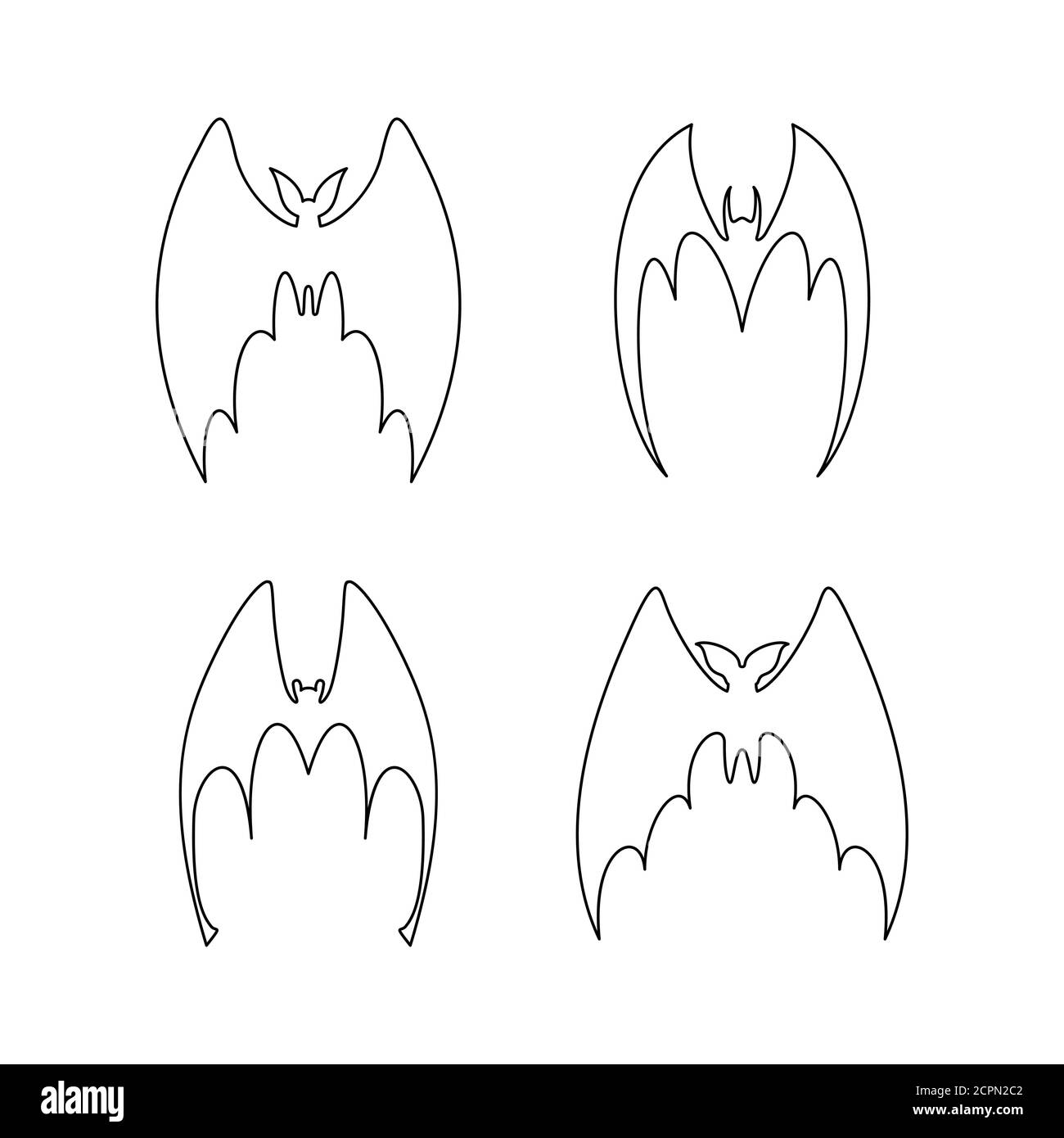 vector illustration of bats in flight. Black flittermouse line art ...