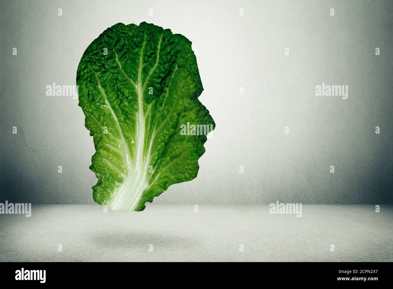 Human healthy diet concept. Dark green leafy kale or collard leaf ...