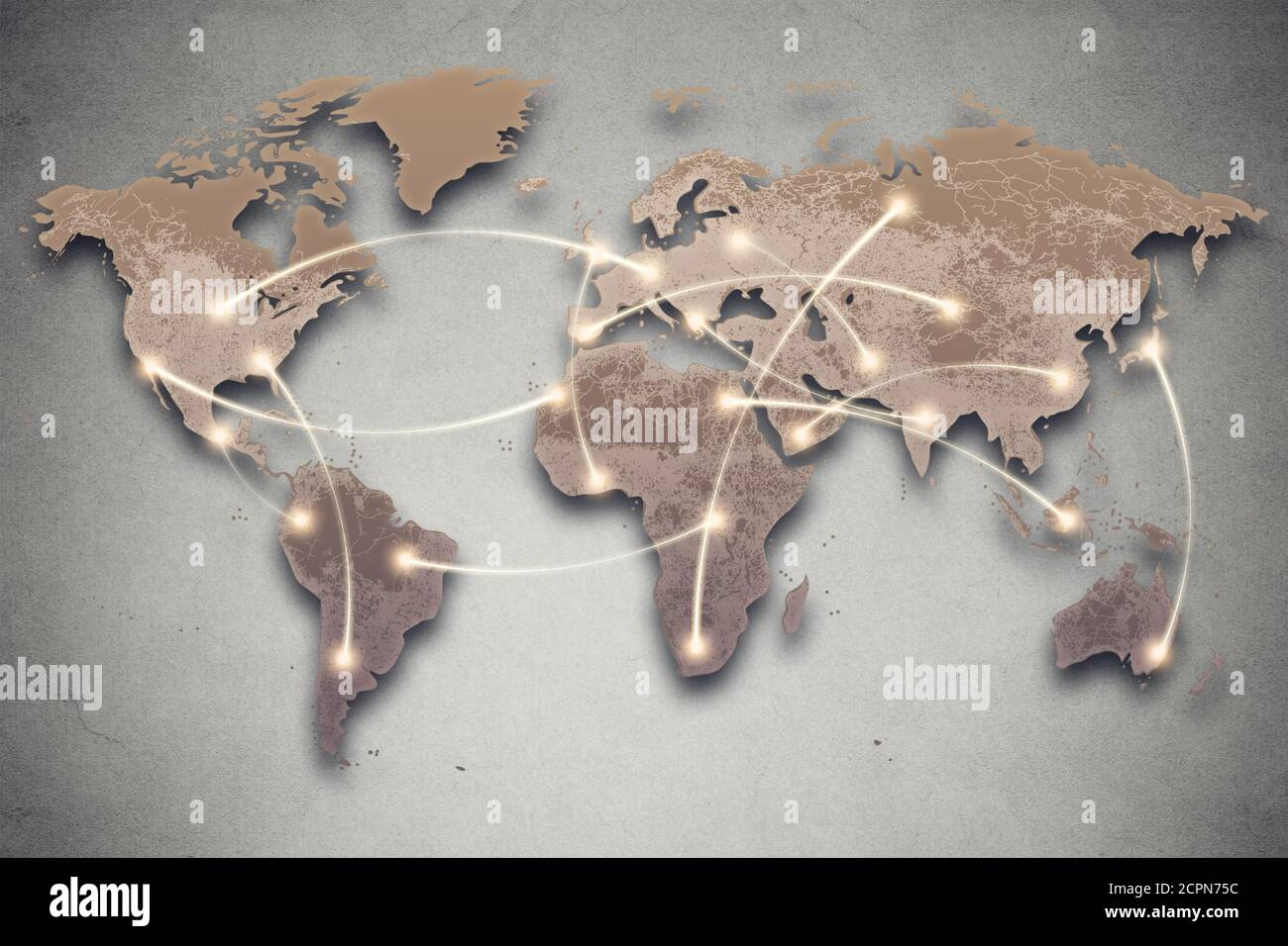 Background image with world map and connection lines. Social media ...