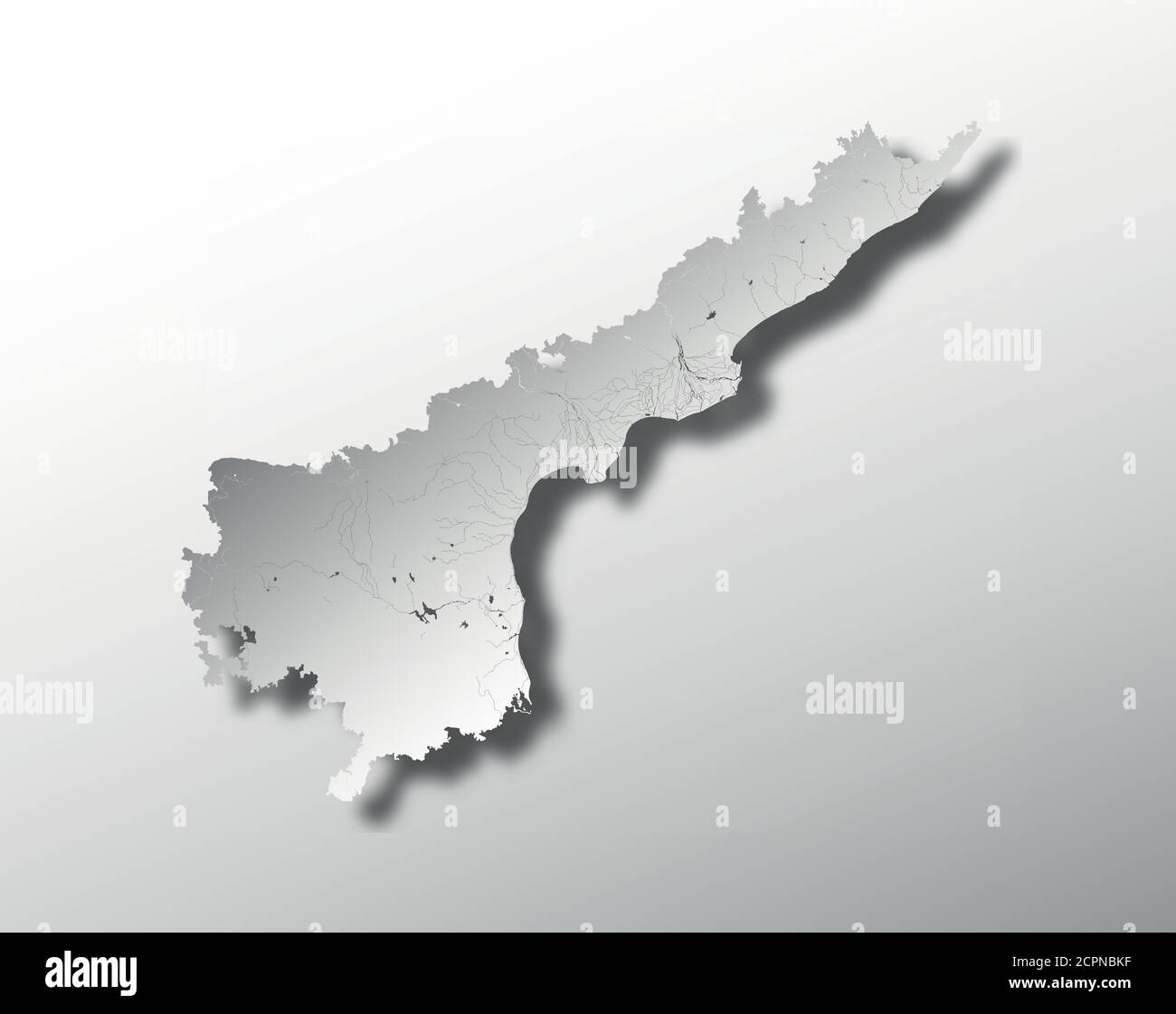 India states - map of Andhra Pradesh with paper cut effect. Rivers and ...