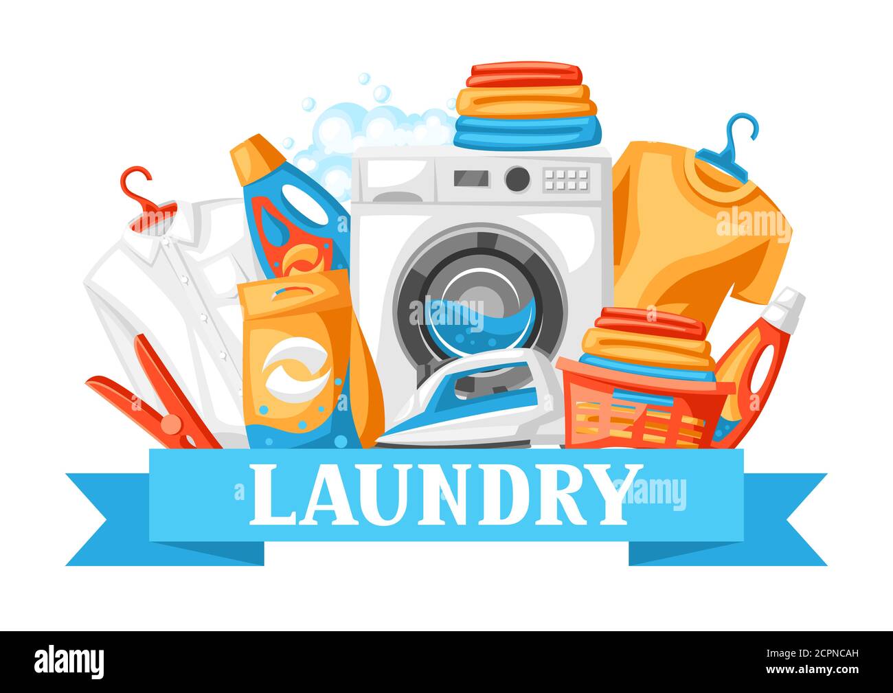 Laundry service background with professional items Stock Vector Image ...