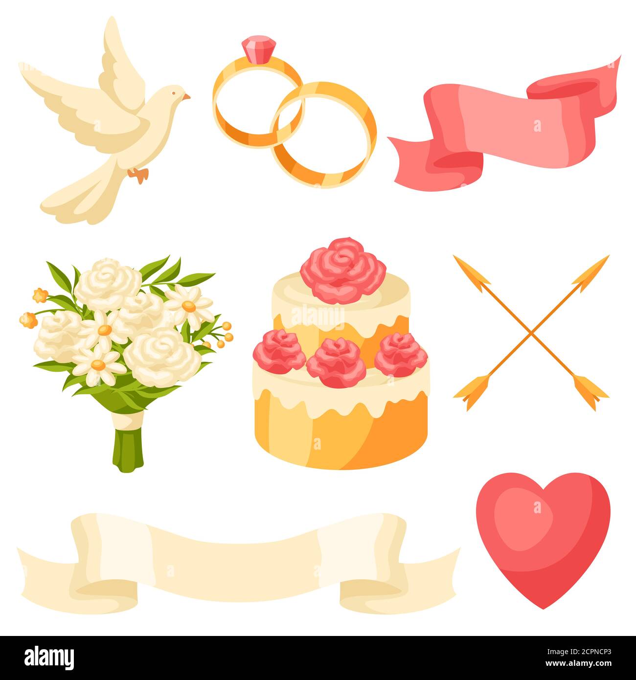 Set of various wedding objects Stock Vector Image & Art - Alamy