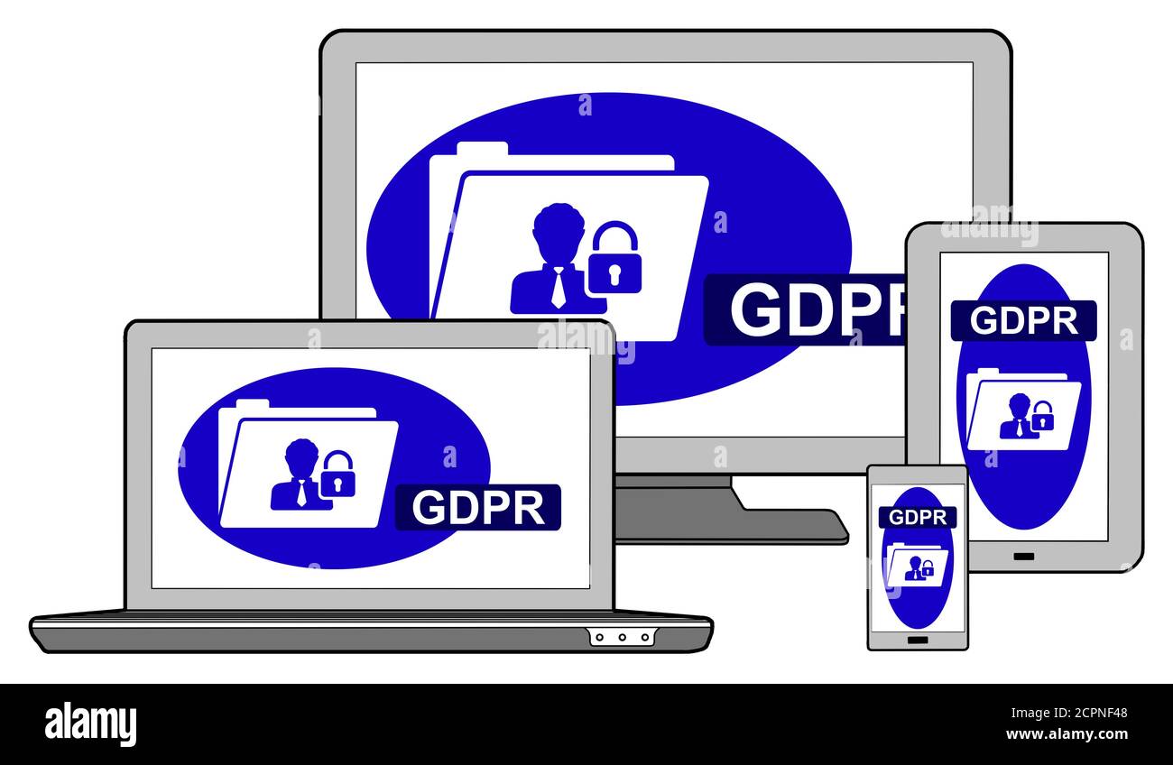 Gdpr concept on different devices, isolated on white Stock Photo - Alamy
