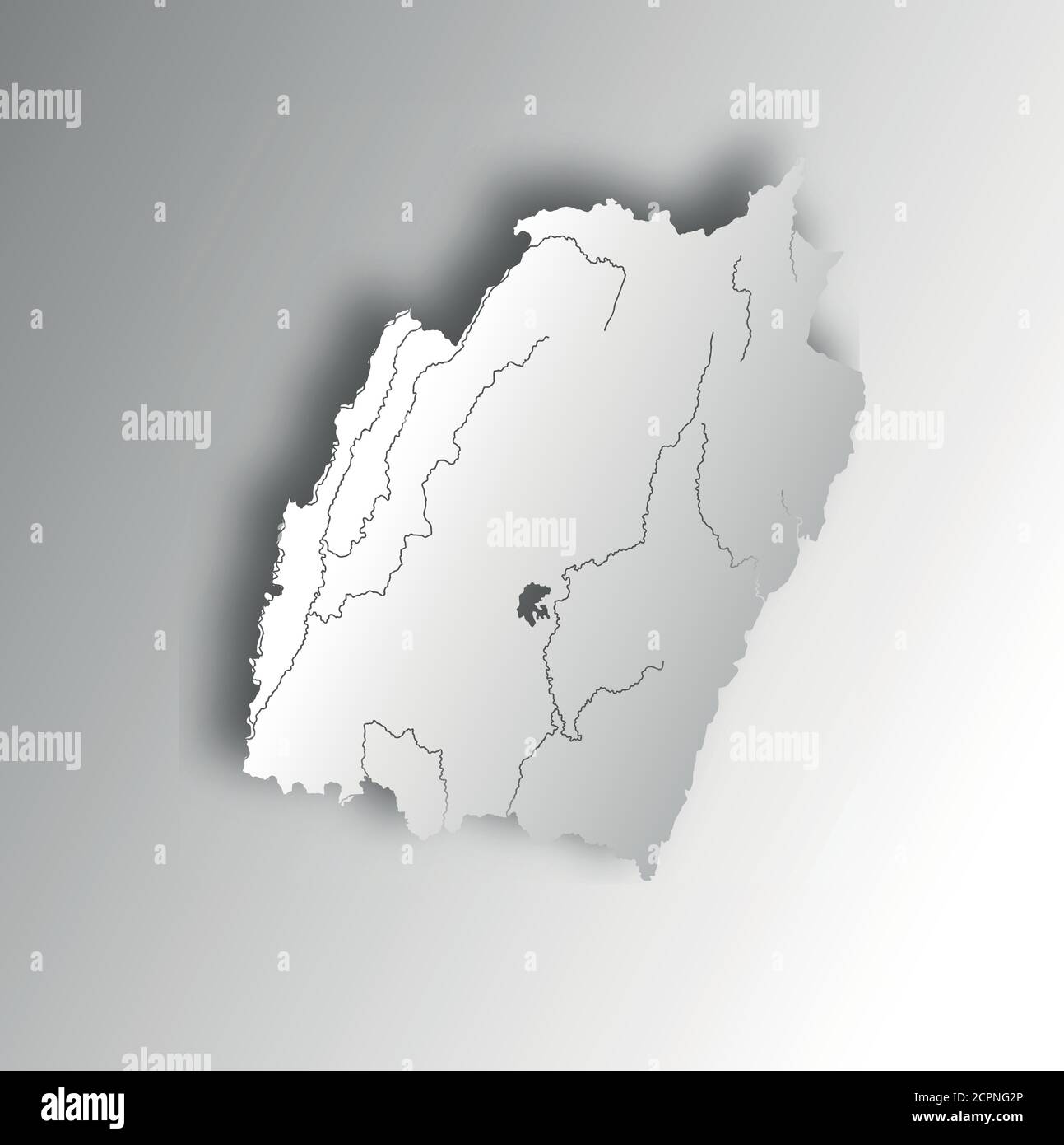 India states - map of Manipur with paper cut effect. Rivers and lakes ...