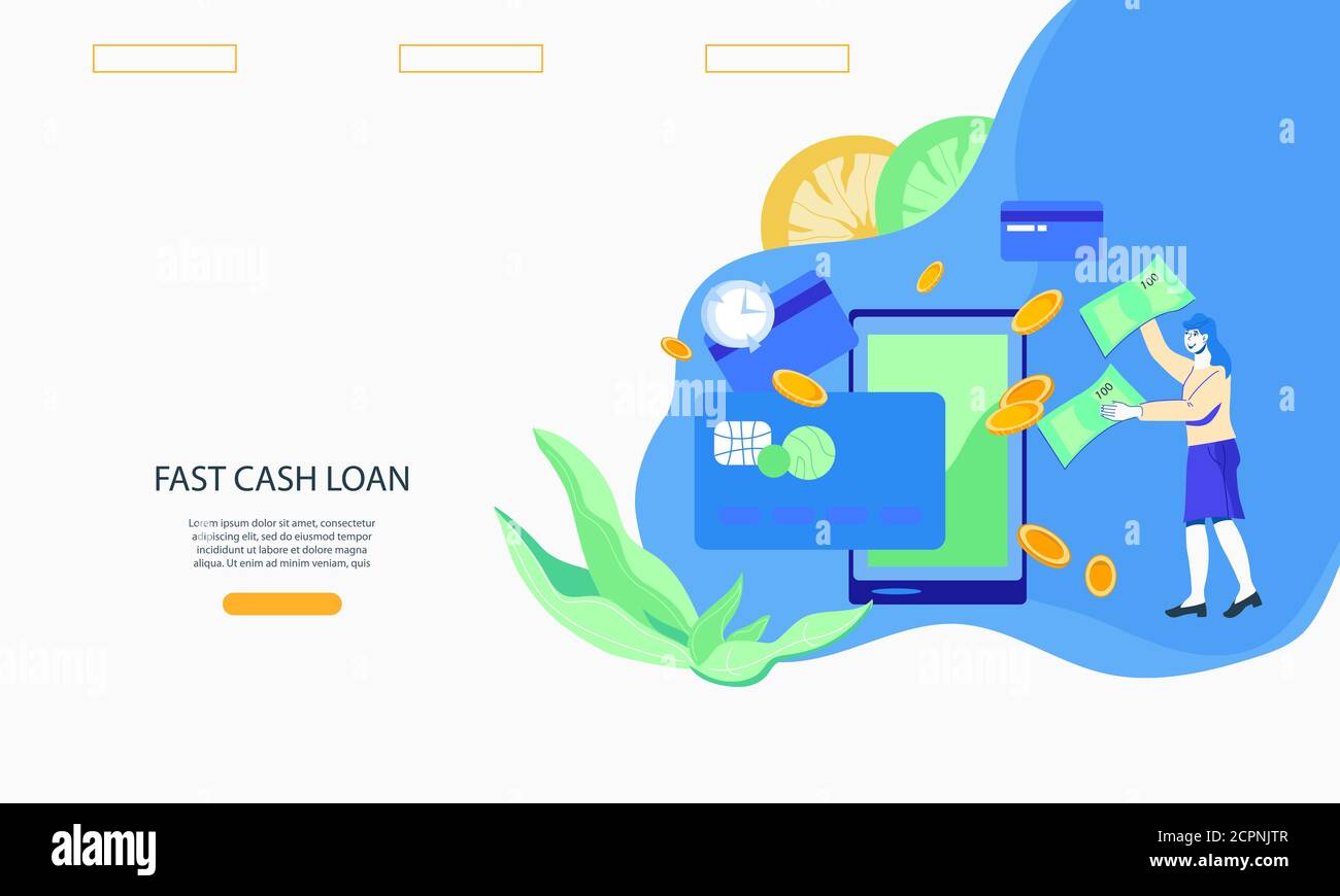 Fast cash loan and money transfer services web page flat vector ...