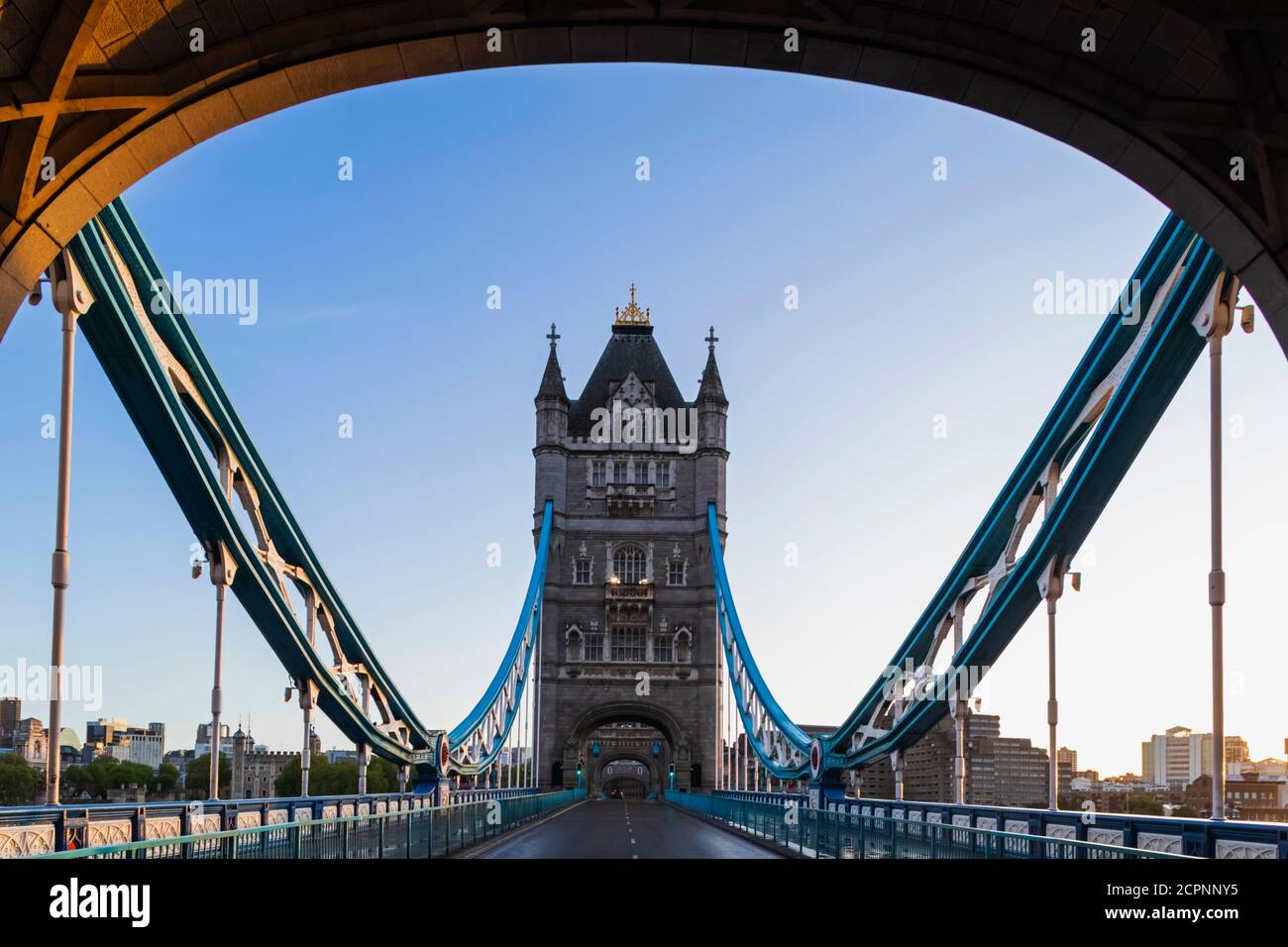 England, London, Tower Bridge with Empty Road in the Daytime Stock ...