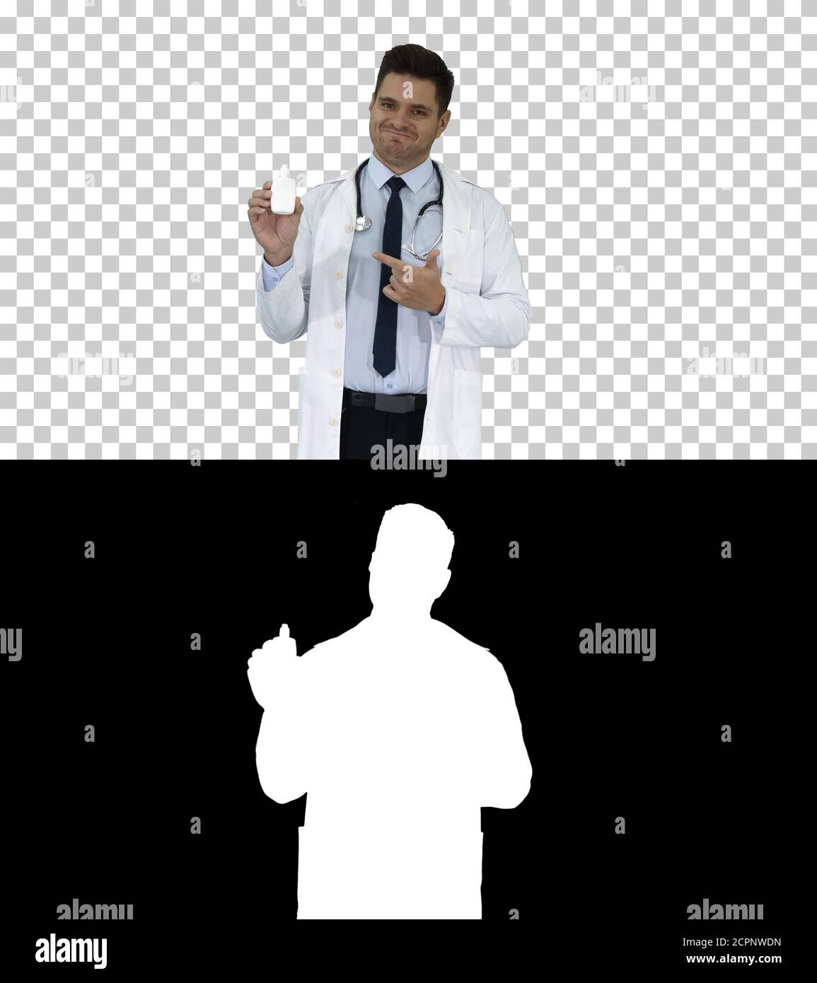 Doctor physician presenting medicine, Alpha Channel Stock Photo - Alamy