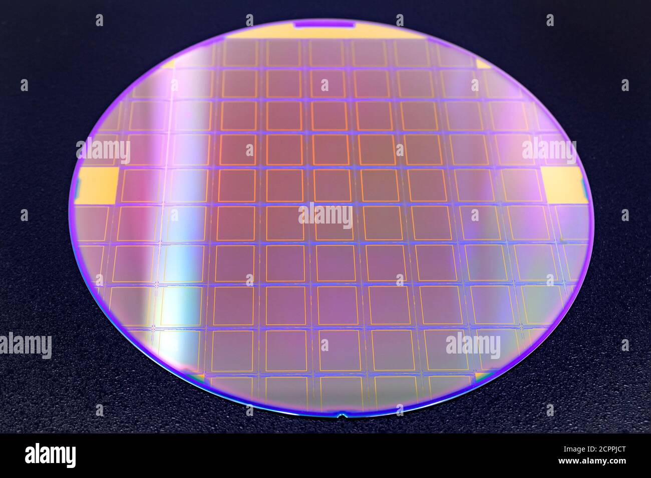 Silicon wafer with microchips on black background Stock Photo - Alamy
