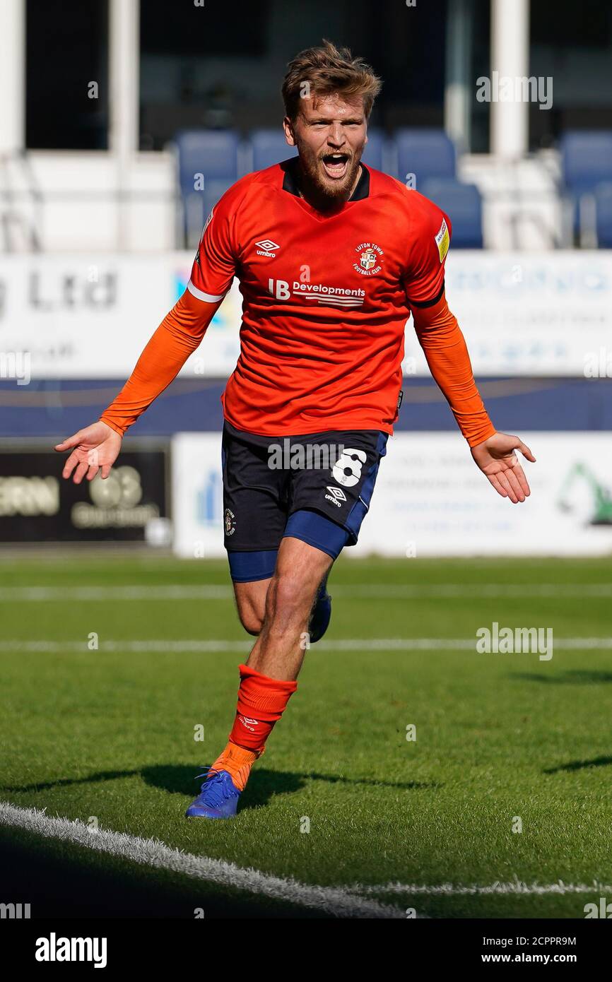 Luton, UK. 07th July, 2020. GOAL - Luke Berry of Luton Town (8 ...