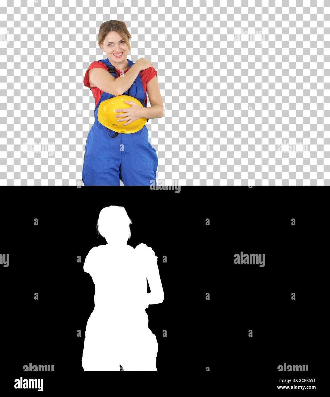 Construction woman laughing at someone behind the camera, Alpha Stock ...