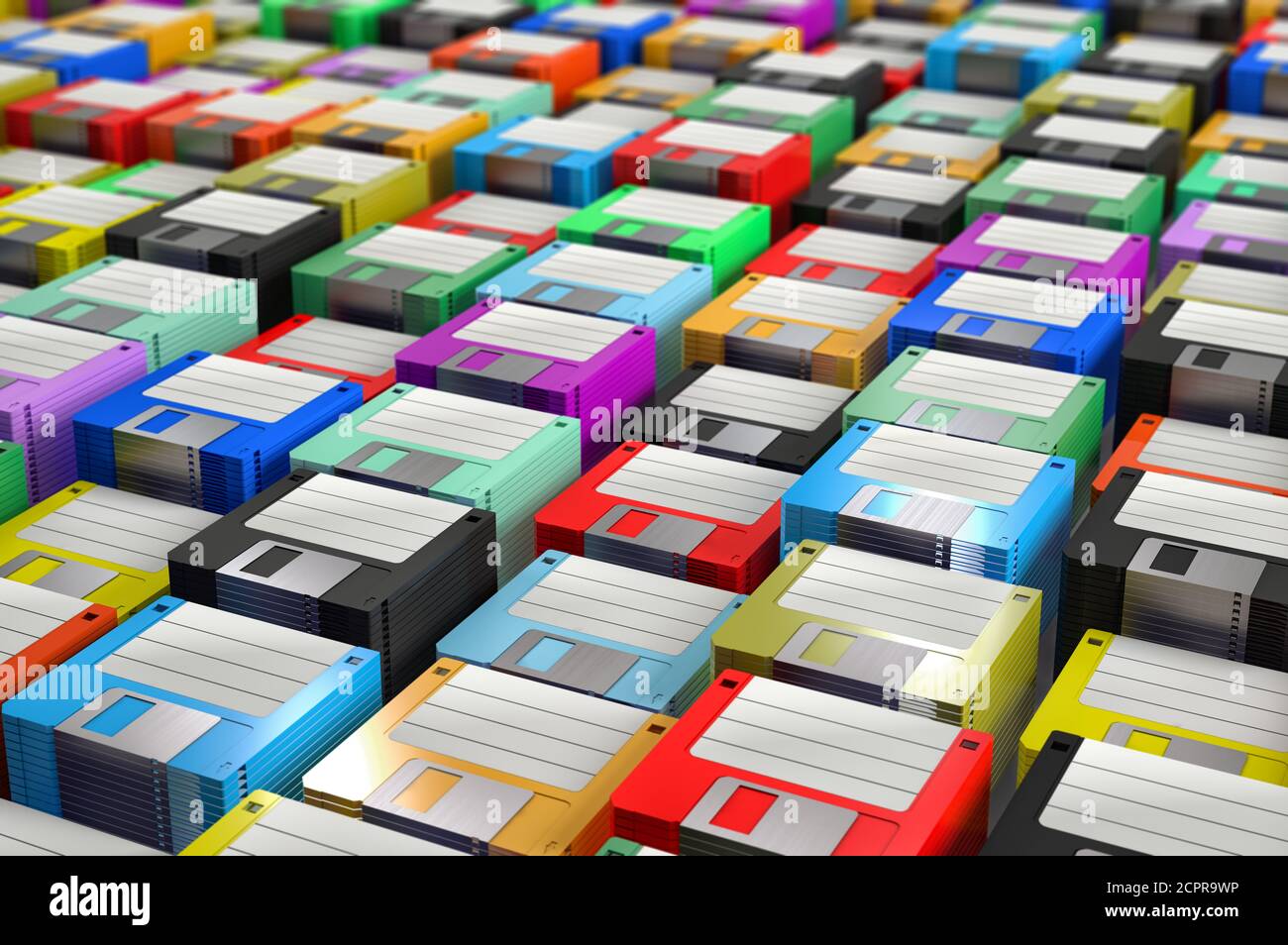 Lots of brand new colorful Floppy Discs. 3D Rendering Stock Photo - Alamy