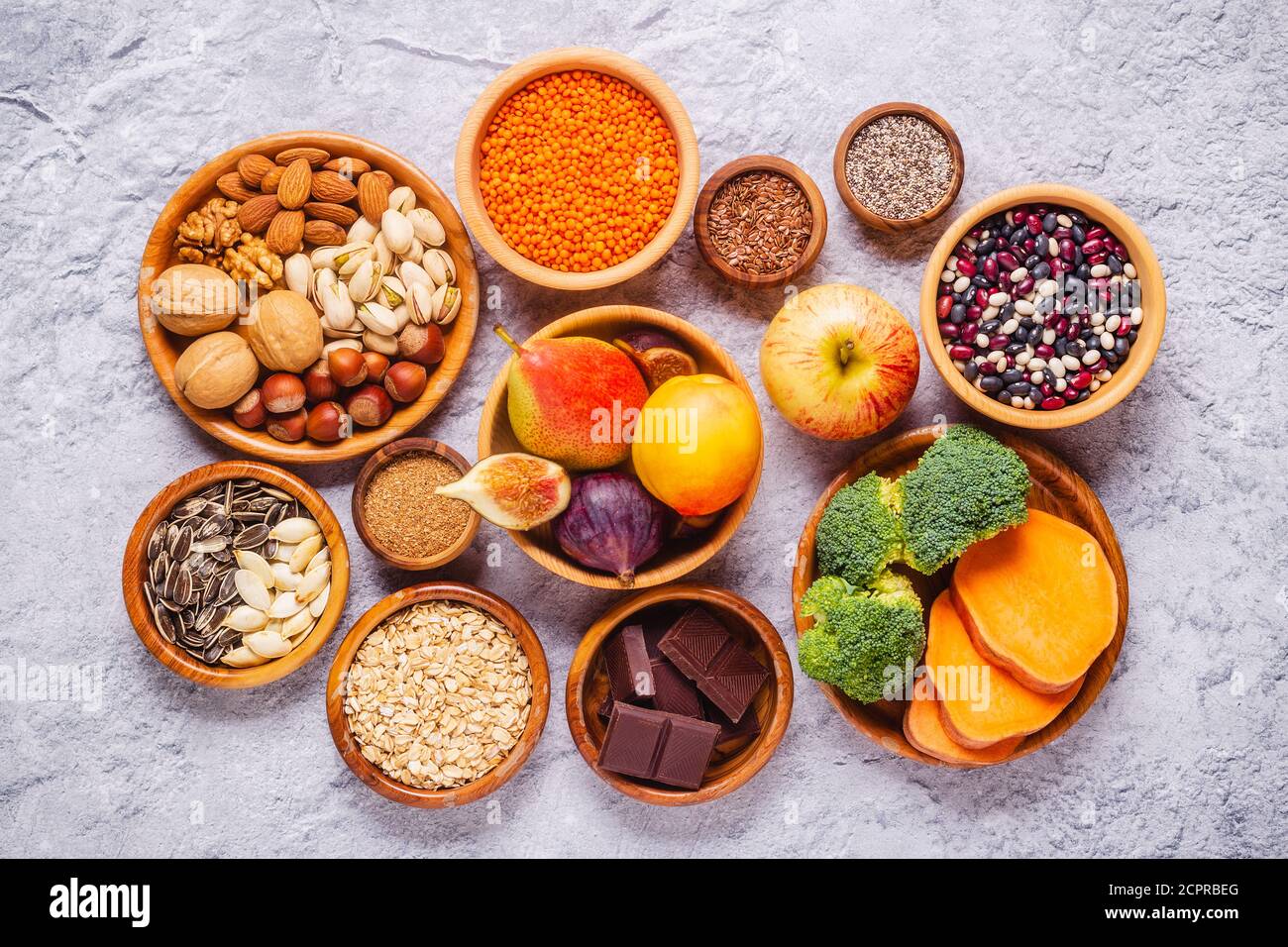 Products rich in fiber. Healthy diet food. Top view Stock Photo - Alamy