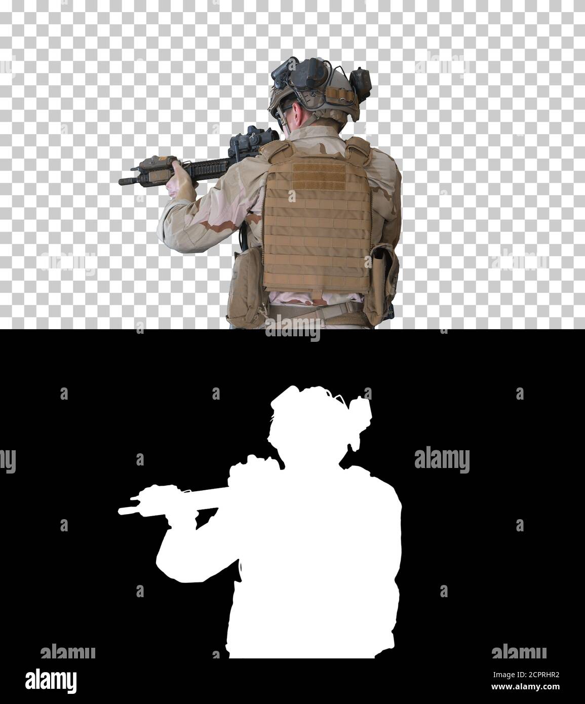 United states ranger walking with assault rifle, Alpha Channel Stock ...