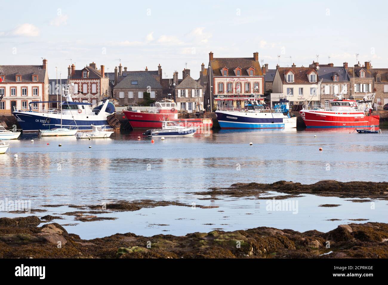 Morning mood in the port of Barfleur, Normandy, France. Barfleur is one ...