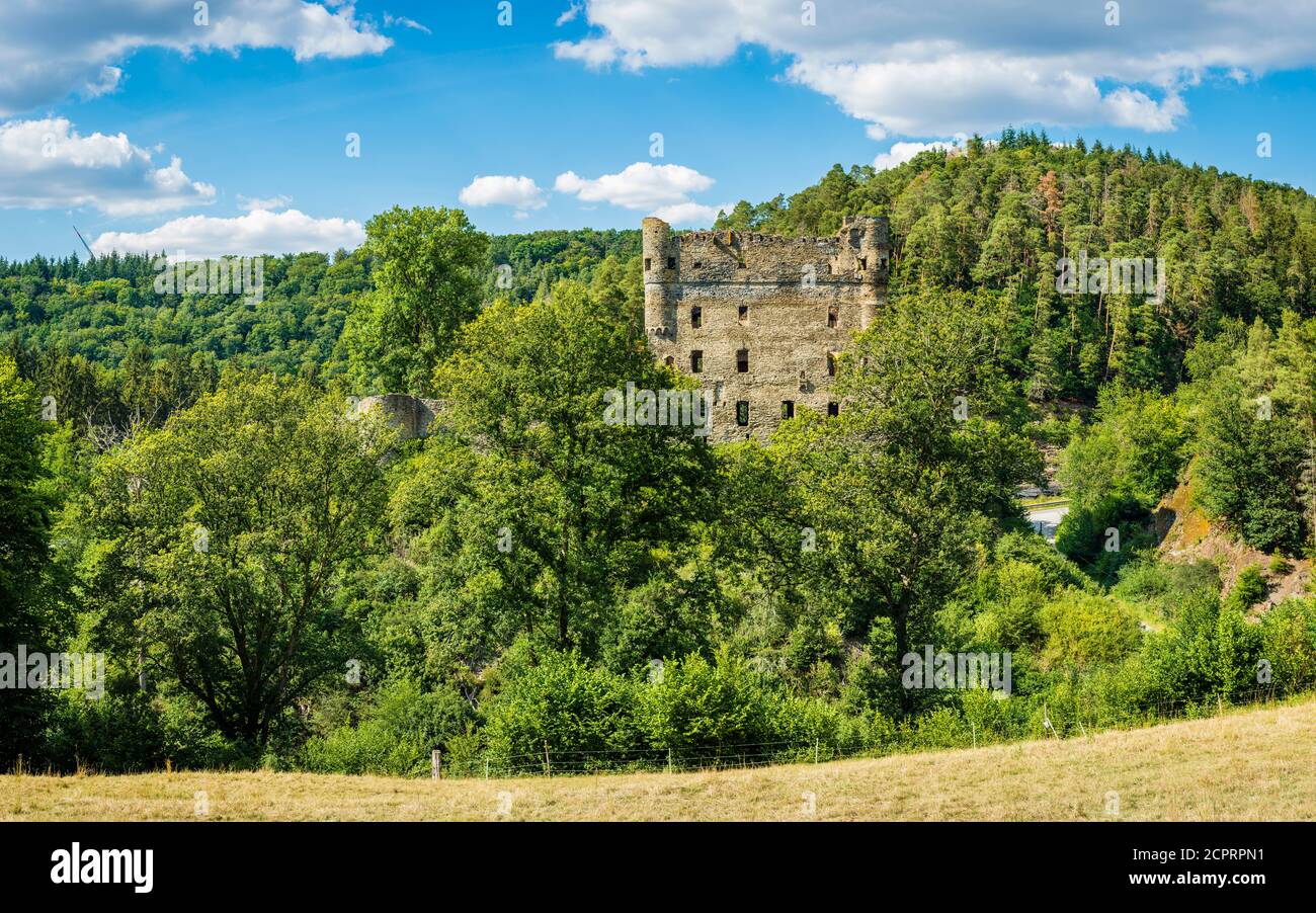 Castle ruins Balduinseck in the Hunsrück near Kastellaun, built by ...