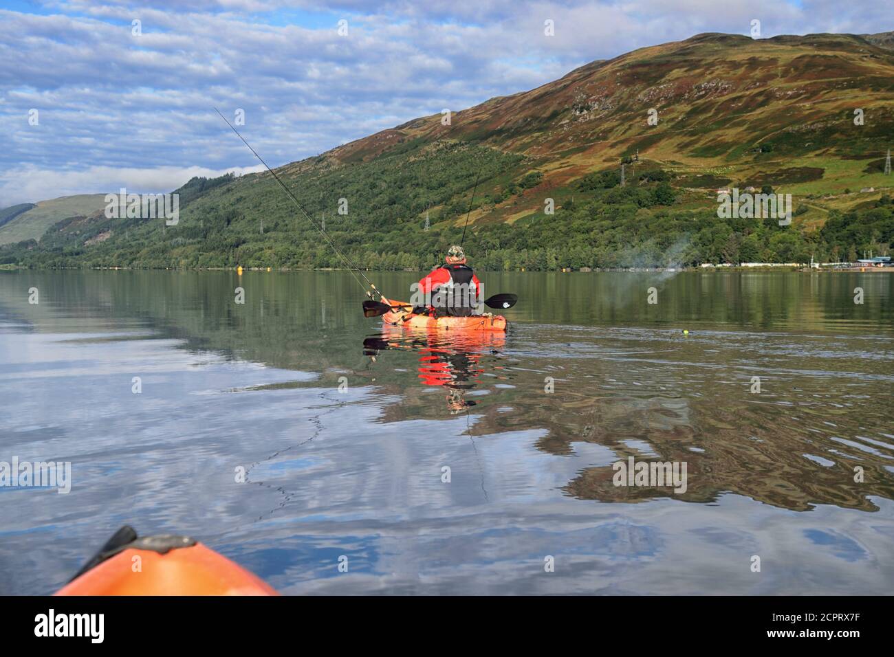 Kayak fishing on Lochearn Stock Photo - Alamy