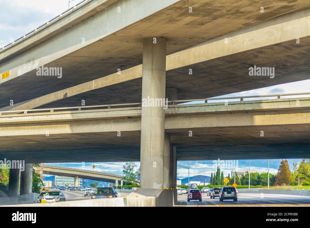 Multi level highway interchange in Los Angeles. Southern California ...