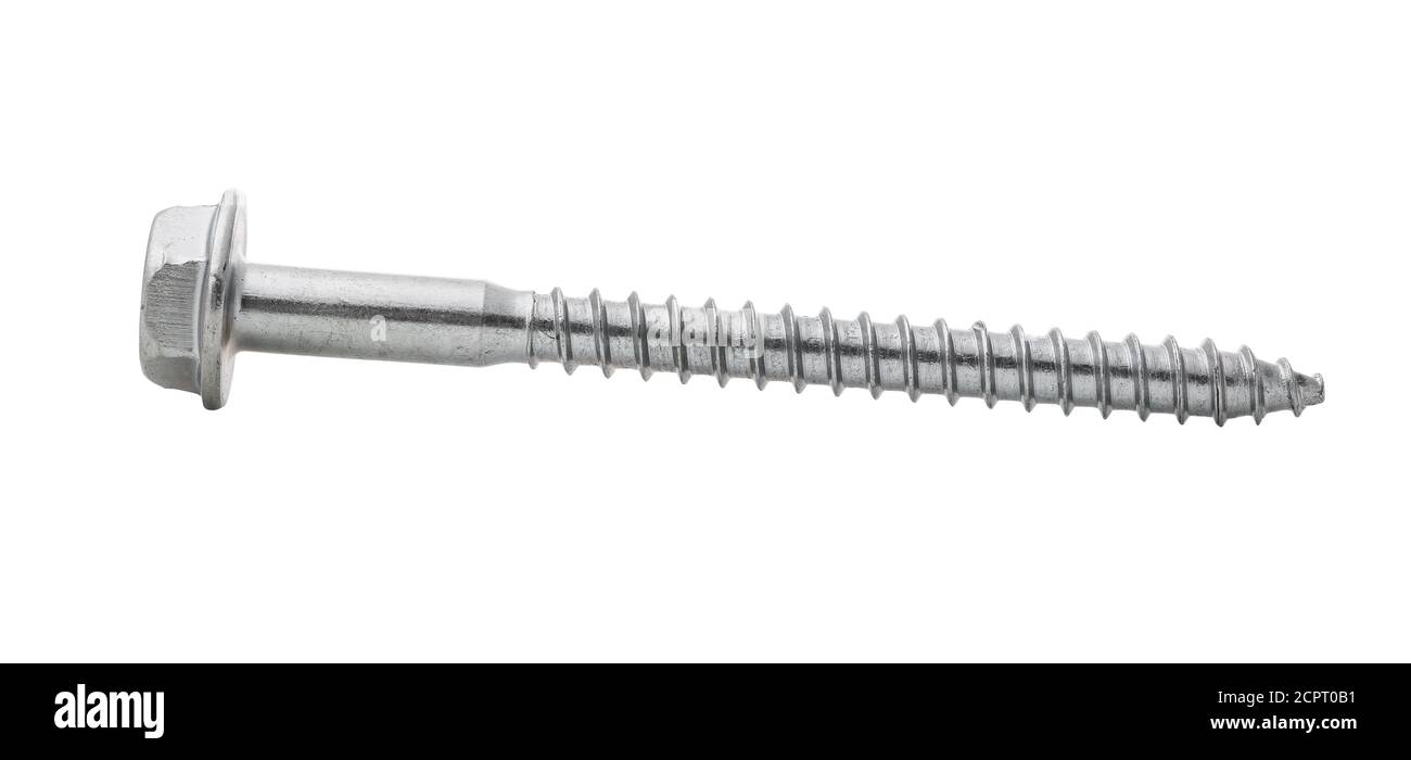 Galvanized bolt with thread for woodwork isolated on white background ...