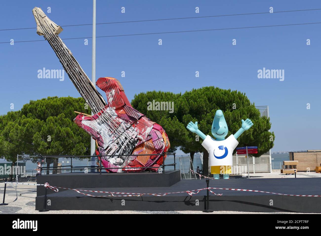 Gil, the mascot of Expo 98 and an electric guitar in Lisbon, Portugal ...
