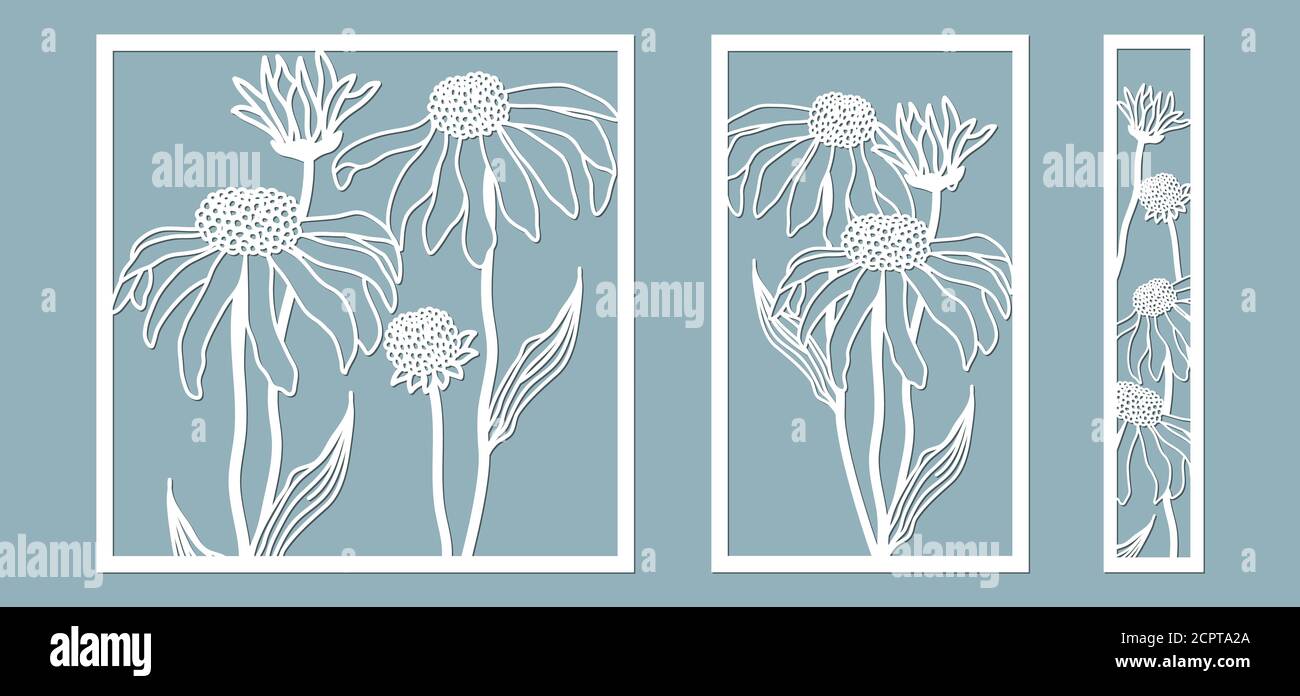 template for laser cutting and Plotter. Flowers, leaves, bouquet for ...