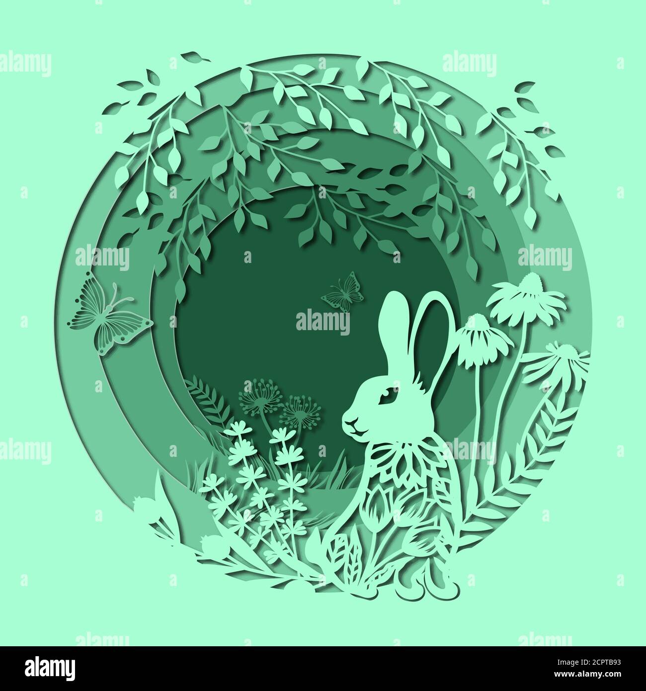 Rabbit. Template hare in a clearing for laser cutting out of paper ...