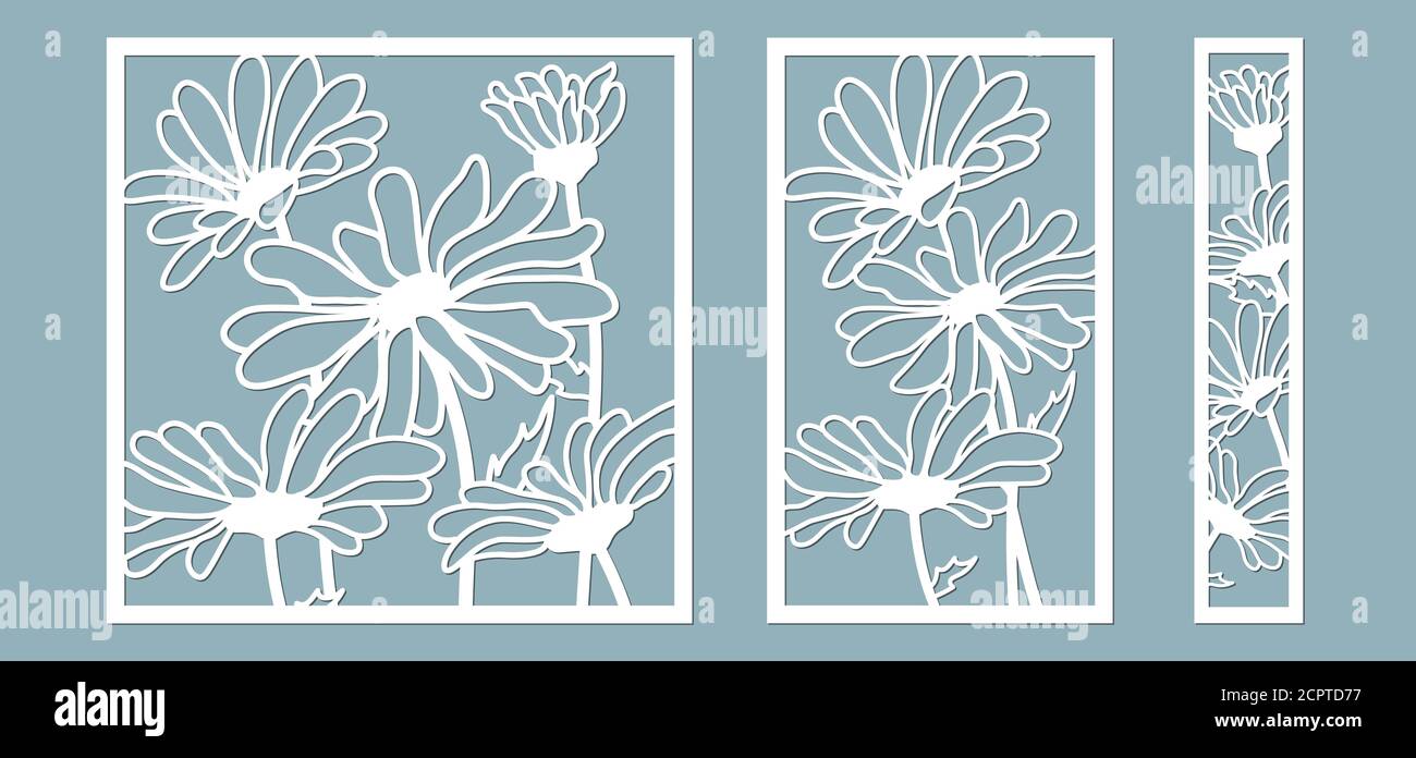 template for laser cutting and Plotter. Flowers, leaves, bouquet for ...