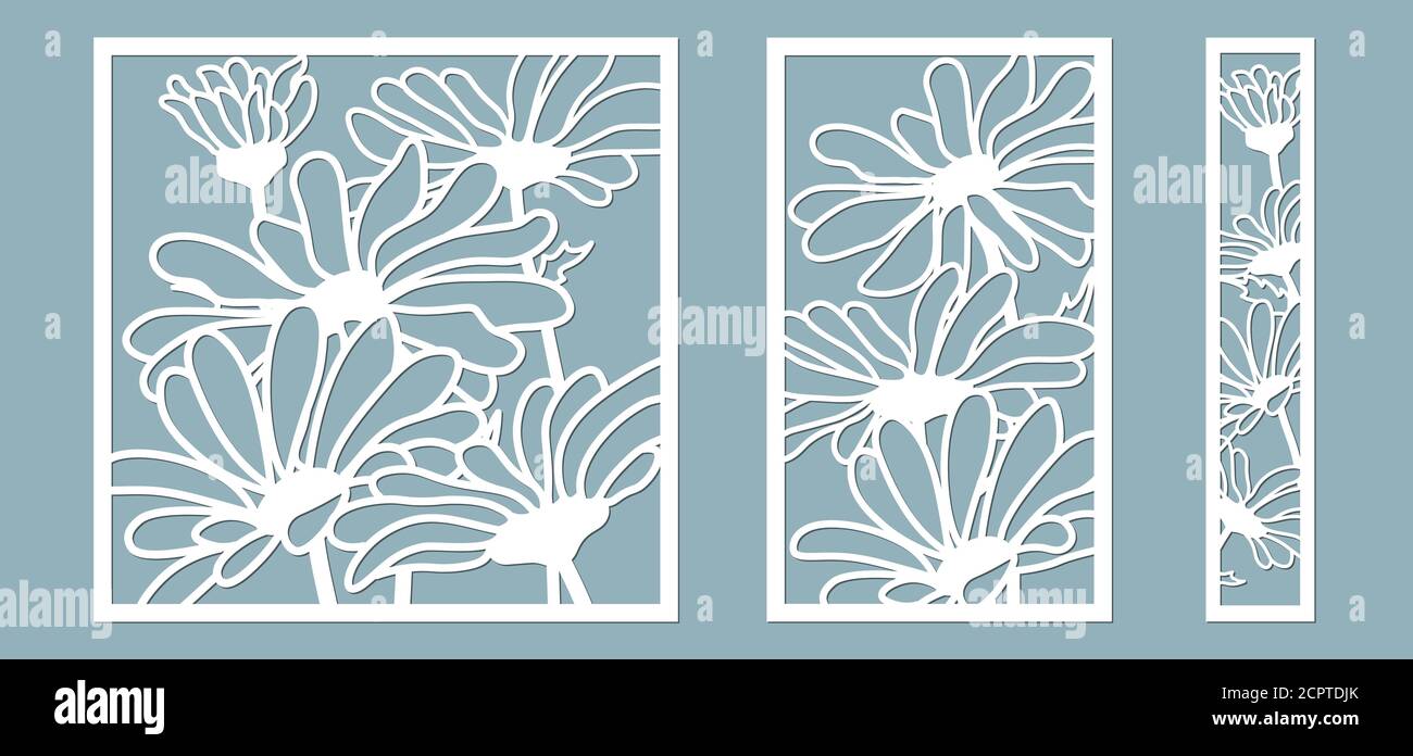 template for laser cutting and Plotter. Flowers, leaves, bouquet for ...