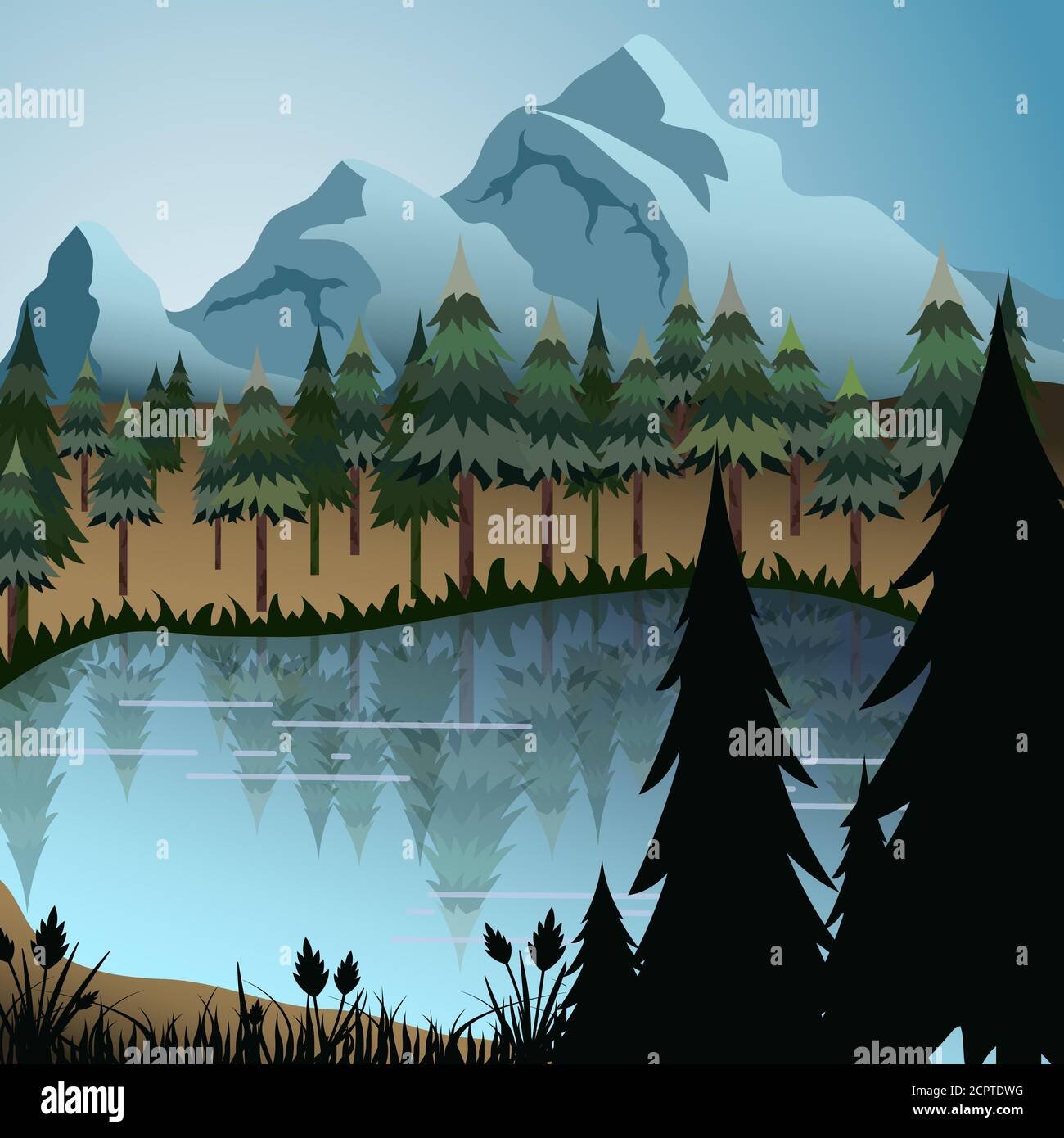 Reflection pine tree in Stock Vector Images - Alamy