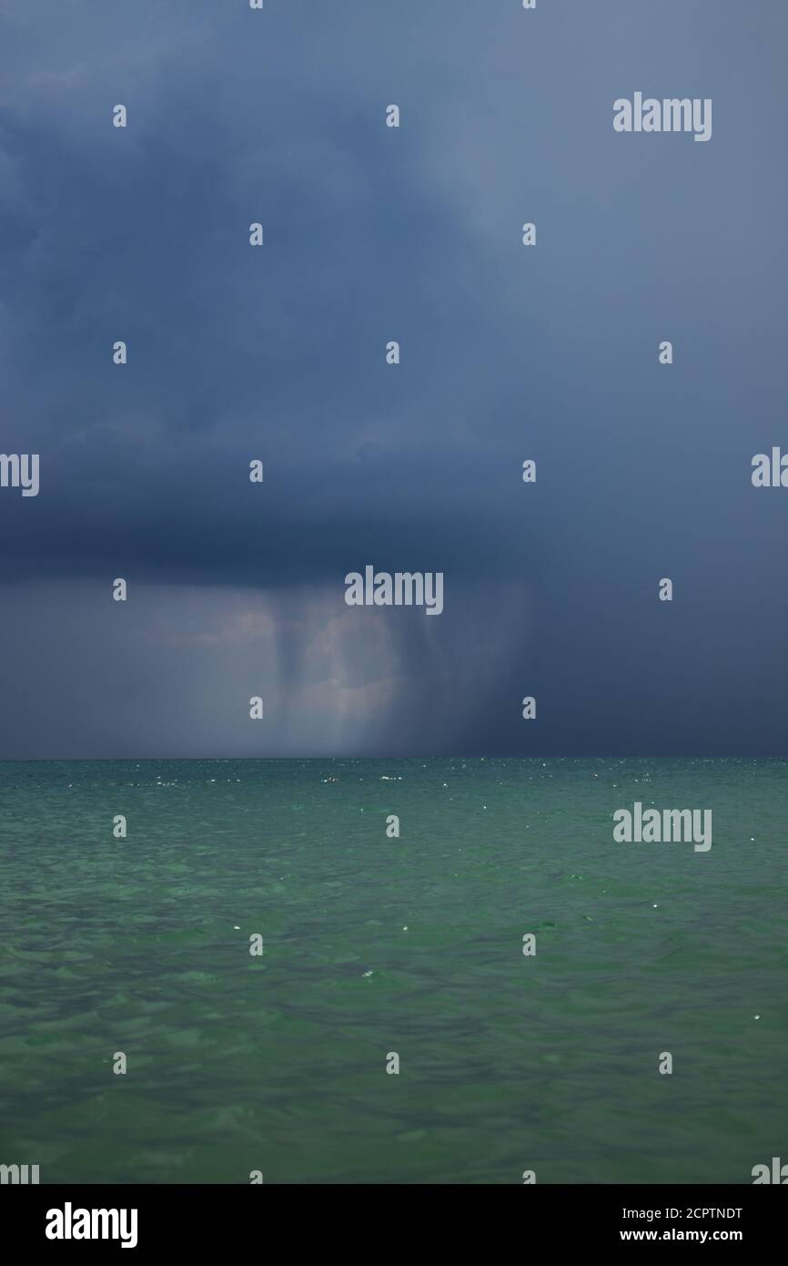 Mediterranean Sea with powerful storm in the background, light blue ...