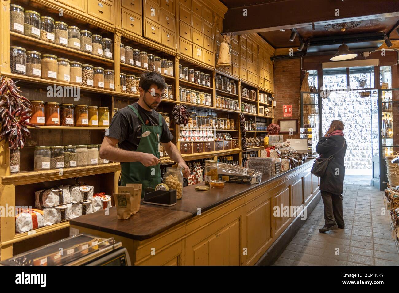 BARCELONA, SPAIN - NOVEMBER 23, 2019: The traditional shops of ...