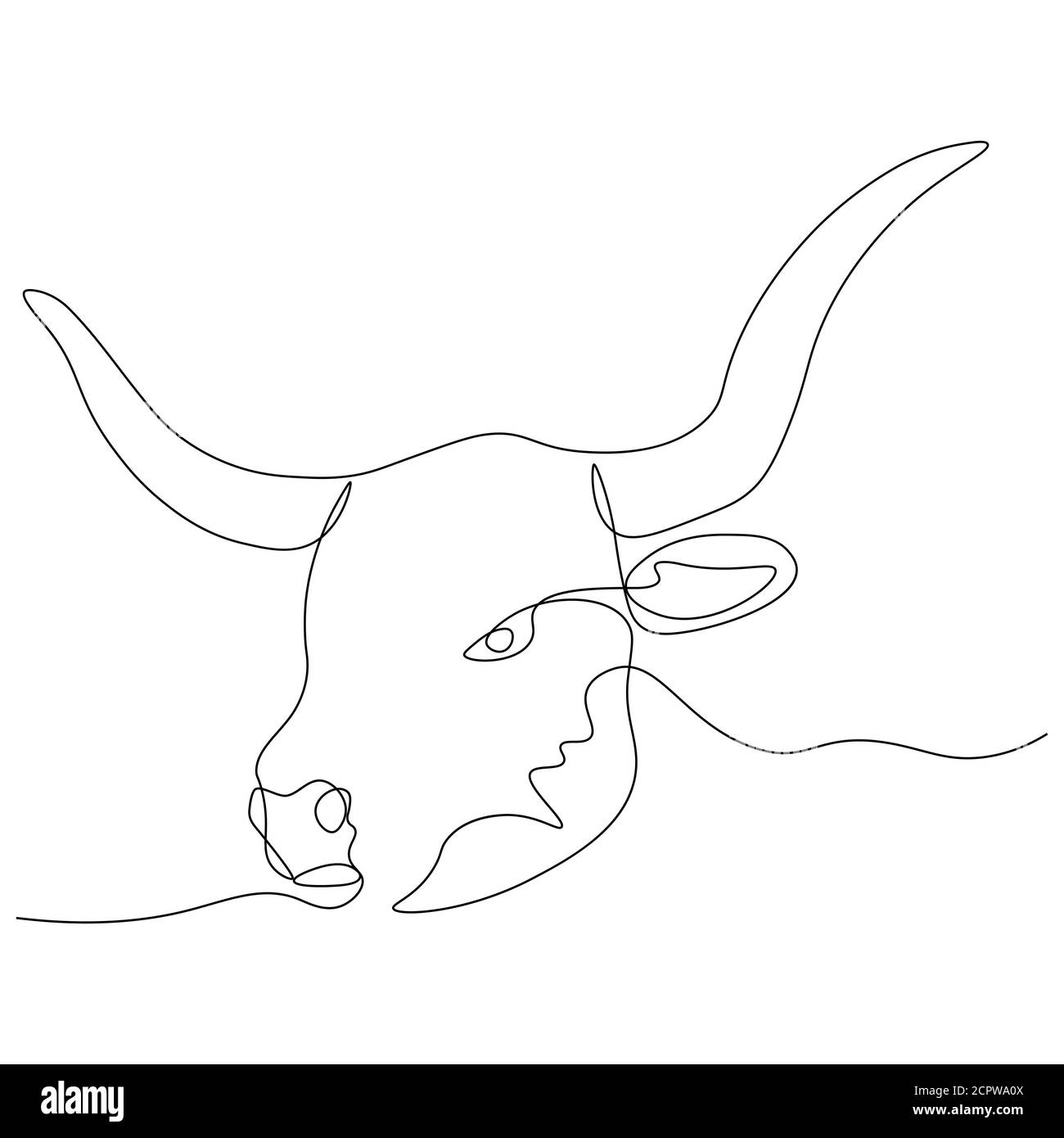 Continuous drawing of a bull symbol of 2021. Postcard in one line ...