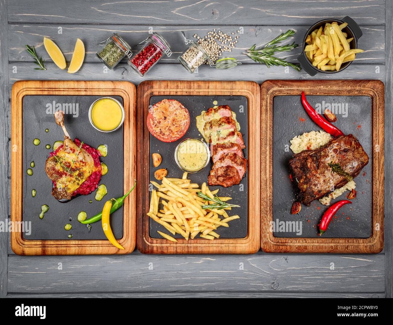 Different dishes on table hi-res stock photography and images - Alamy