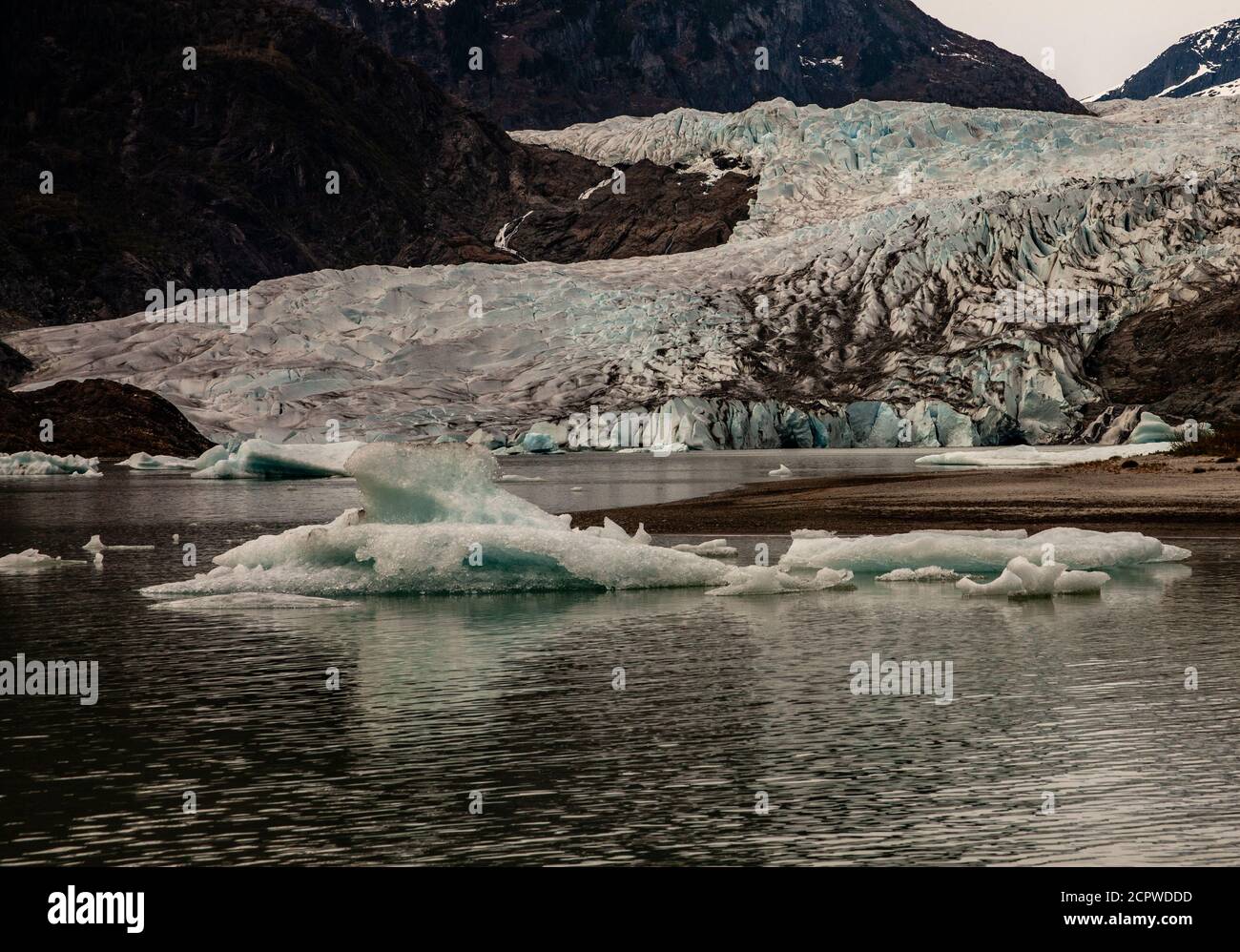Small icebergs/ floating ice formations as seen in the Glacier Bay area ...
