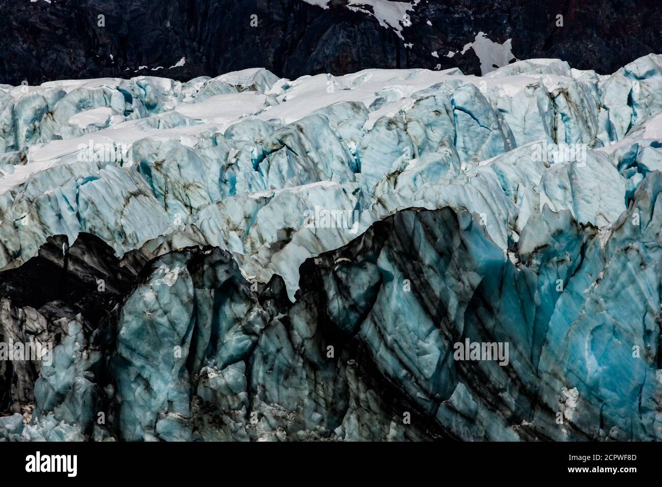 Front edge of a glacier with its sharp edges clearly visible Stock ...