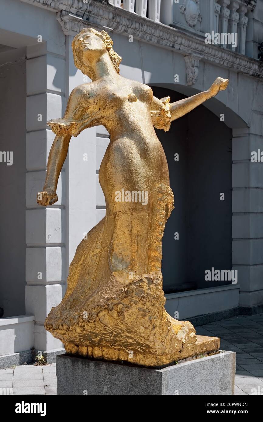 The golden woman statue on the Piazza square in Batumi, Georgia Stock ...