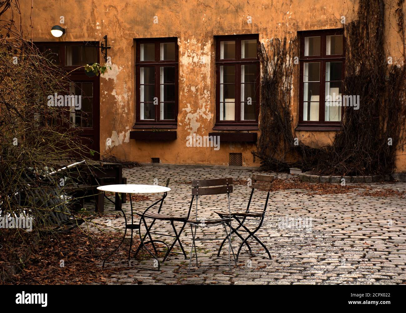 Abandoned cafe in the city.An old abandoned cafe. A smash in an empty ...