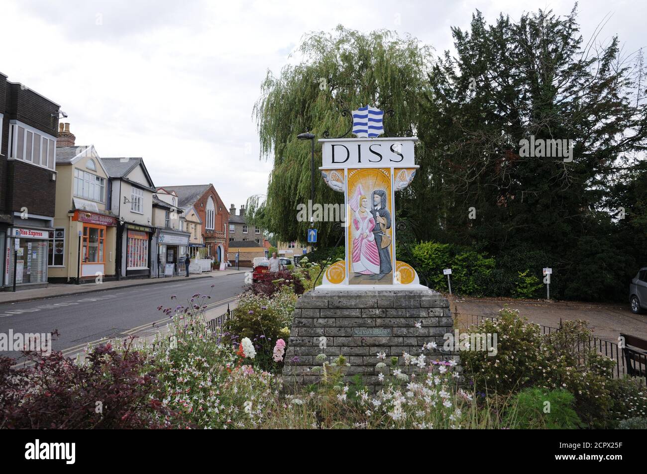 Town Sign , Diss, Norfolk. This side depicts Matilda, the daughter of ...