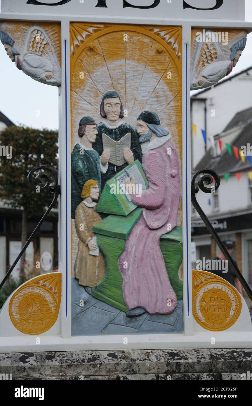 Town Sign , Diss, Norfolk.This side of the sign depicts John Skelton ...