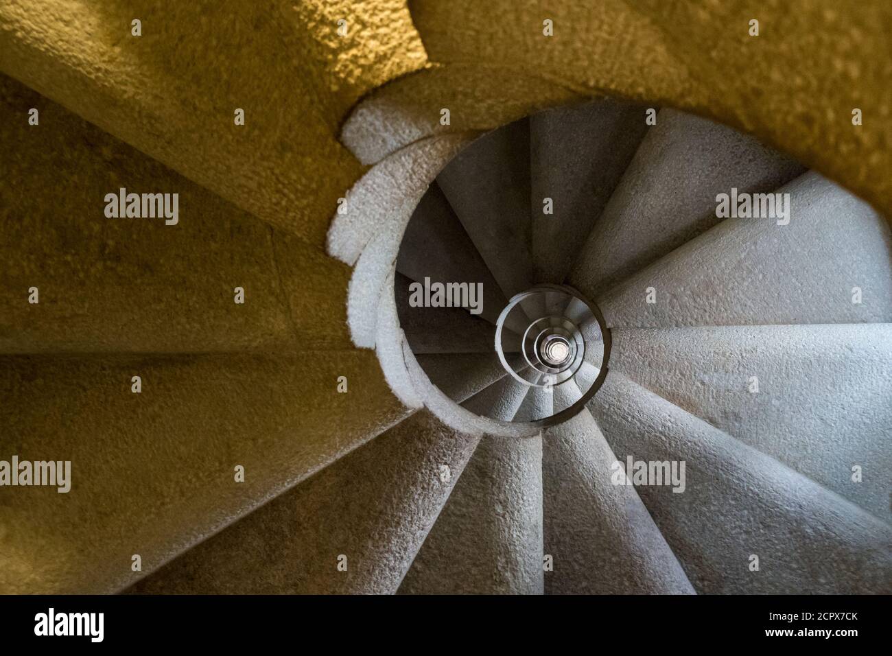 Barcelona, Sagrada Familia basilica, tower, spiral staircase, upward ...