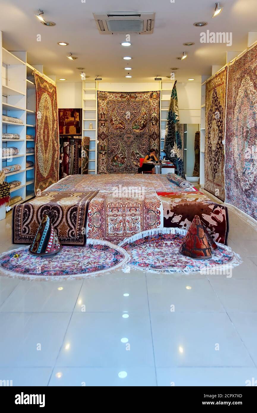 The show room interior of carpets shop in Batumi, Georgia Stock Photo ...