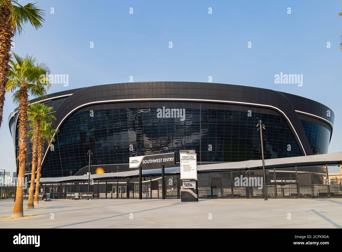 Las Vegas, SEP 15, 2020 - Sunny exterior view of the Southwest Entry of ...